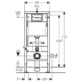 Geberit DuofixBasic Element für Wand-WC, 112 cm, mit Delta UP100-